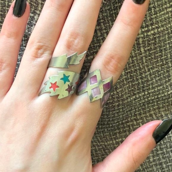 Dolls Kill | Jewelry | Vintage Y2k Chunky Unique Painted Glass Rings ...